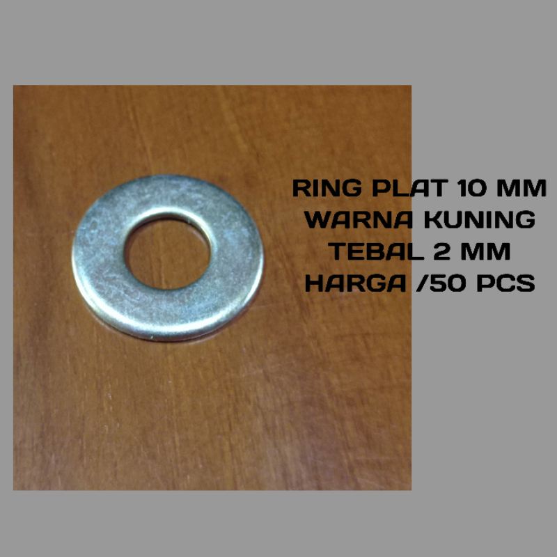 Jual Ring Plat M10 Kuning 10mm mili baut 14 harga Per 50 pcs | Shopee ...
