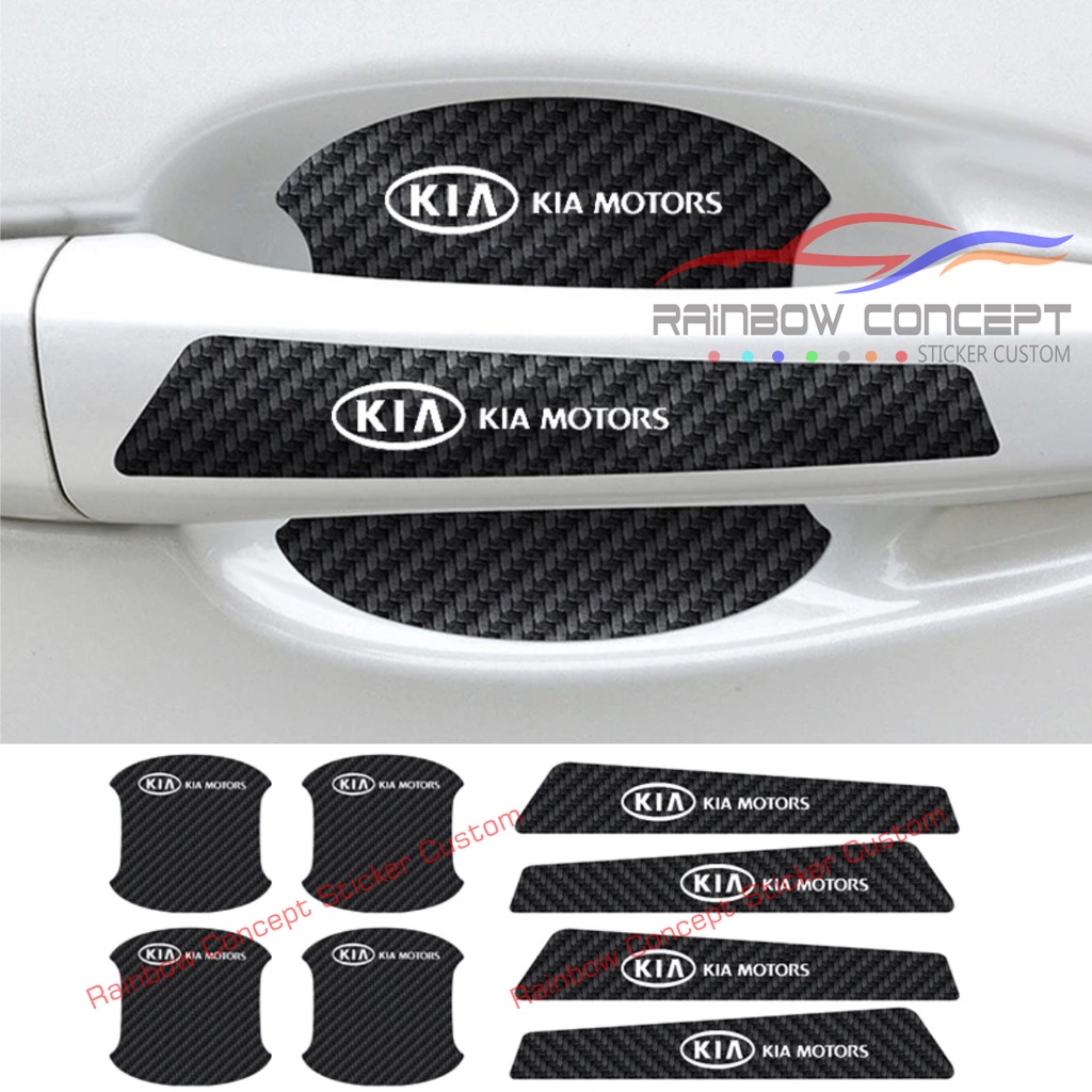 Jual carbon stiker mobil KIA motors pengaman handle pintu 8 pcs sticker ...