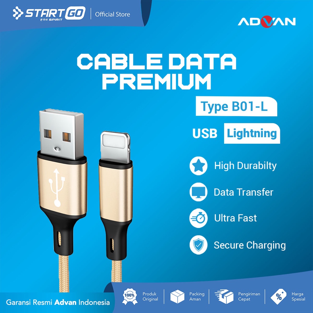 Jual STARTGO Kabel Data Premium B01-L USB to LIGHTNING 1m 2.4A ORIGINAL | Shopee Indonesia
