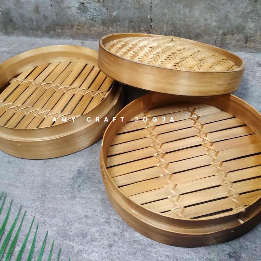 Jual klakat bambu ukuran 25 cm 2 bawahan 1 tutup/ klakat bambu/ kukusan ...
