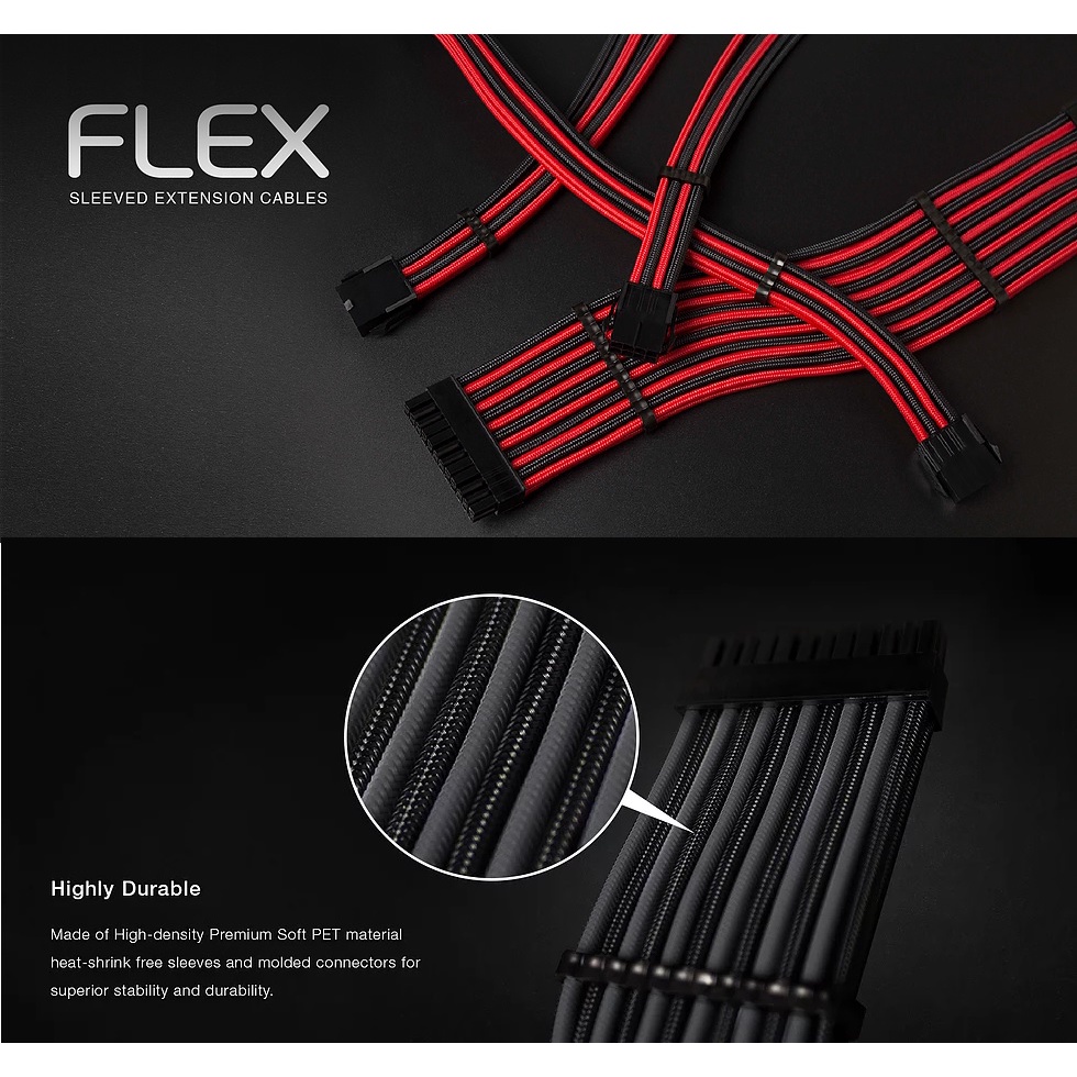 Jual Kabel Cable Extension Sleeving Sleeve 24 Pin 8 6 4 2 VGA GPU ATX ...