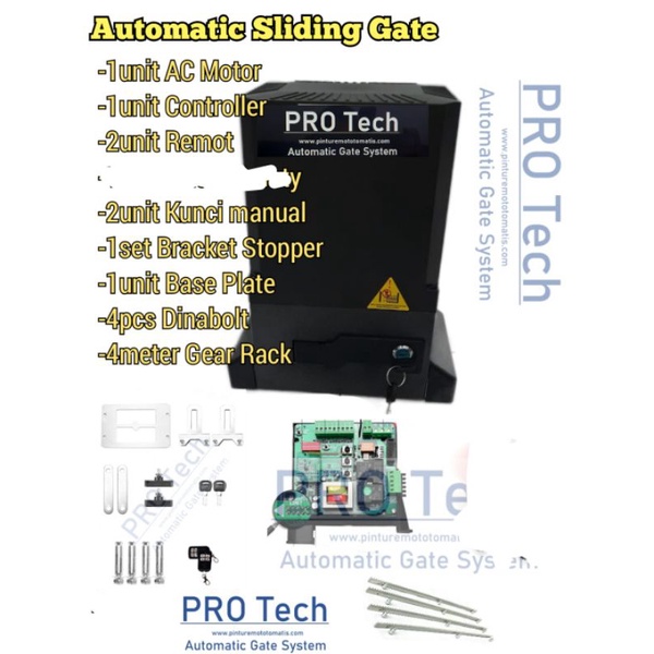 Jual Mesin Pagar Otomatis Sliding Gate 1000kg PRO TECH | Motor Pembuka ...