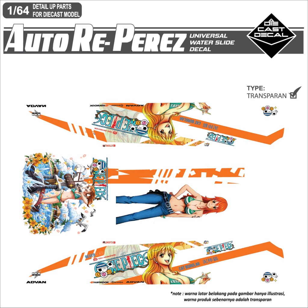 Jual Decal Hot Wheels - Anime One Piece Nami - Universal | Shopee Indonesia