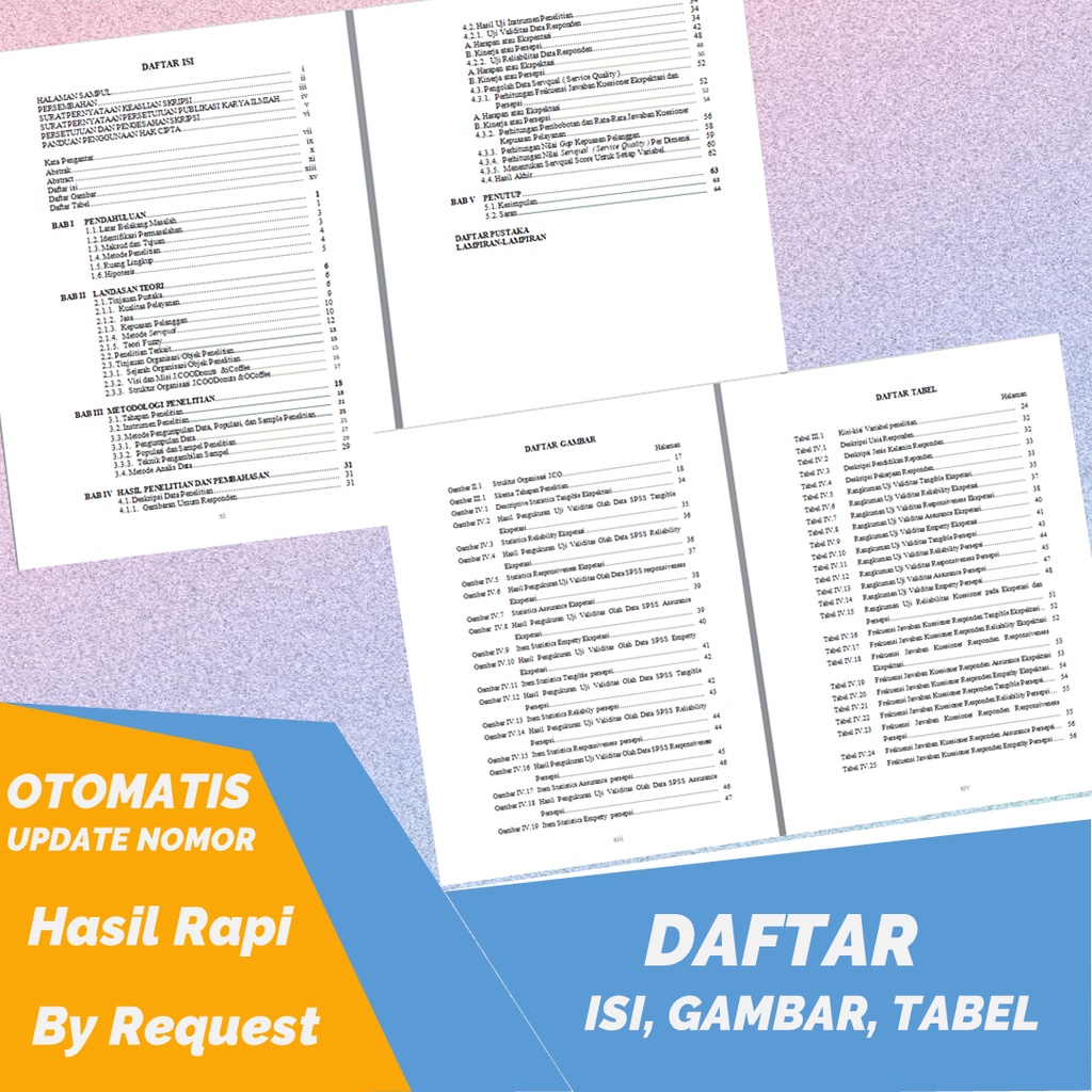 Jual MERAPIKAN DAFTAR ISI / TABEL / GAMBAR CEPAT dan Profesional ...