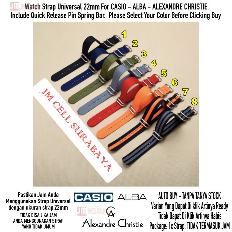 Jual Tali Jam 22mm Watch Strap Casio Alba Alexandre Christe AC - Zulu ...