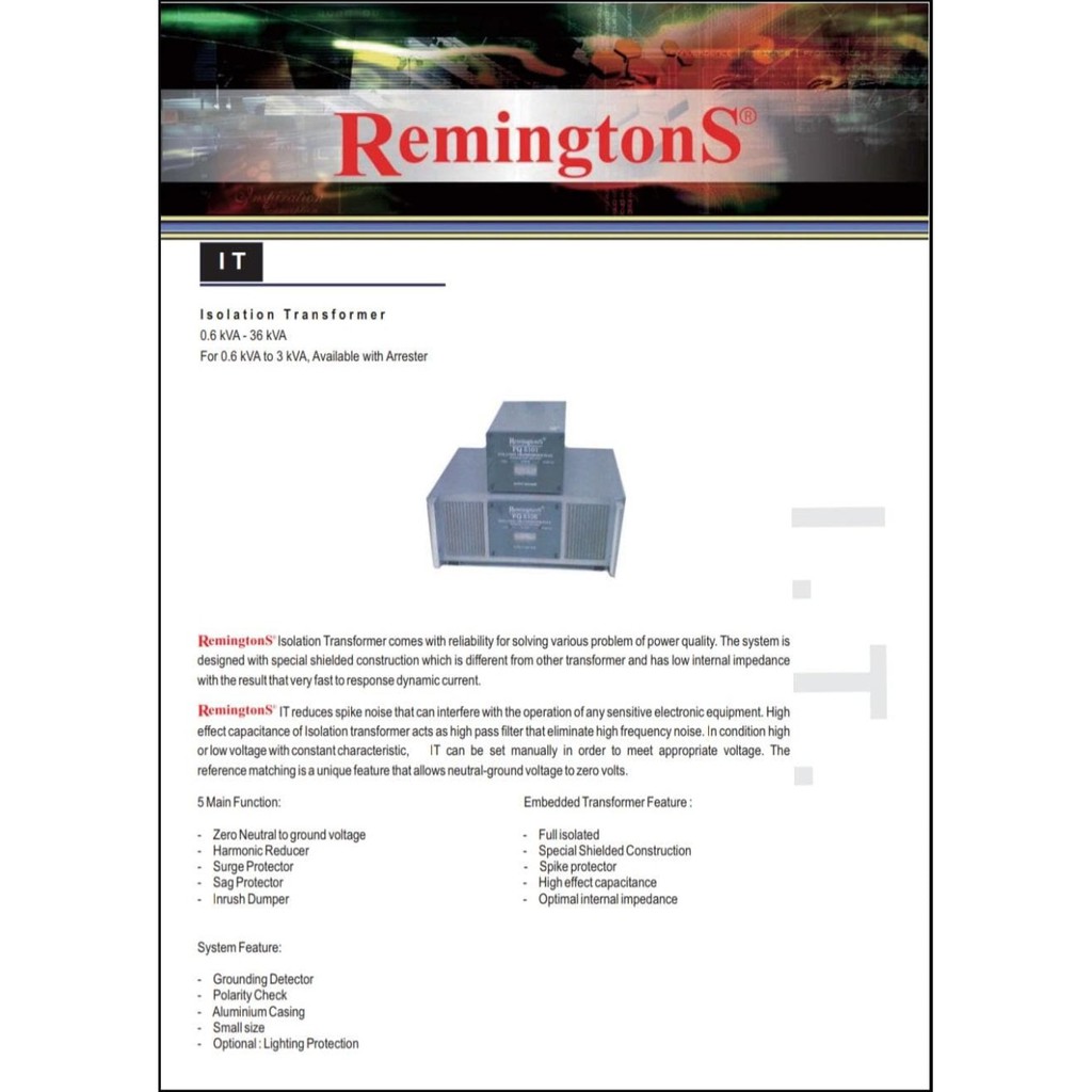 Jual Isolation Transformer 10000VA 10 KVA RemingtonS IR PQ5100 1 PH ...