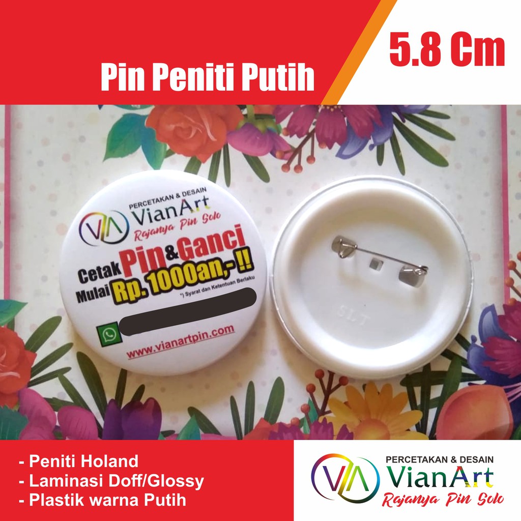 Jual Grosir Cetak Pin Peniti Custom 58 mm PLASTIK PUTIH Termurah ...