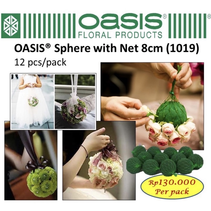 Jual OASIS Sphere With Net 8cm kode 1019 isi 12pcs Foam bunga basah ...
