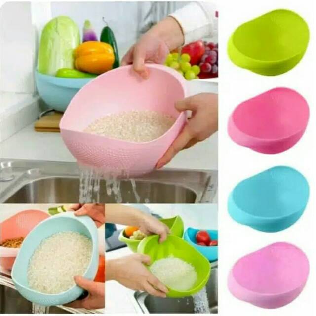 Jual Wadah Pencuci Beras , Baskom Cuci Beras dan Sayur , Saringan ...