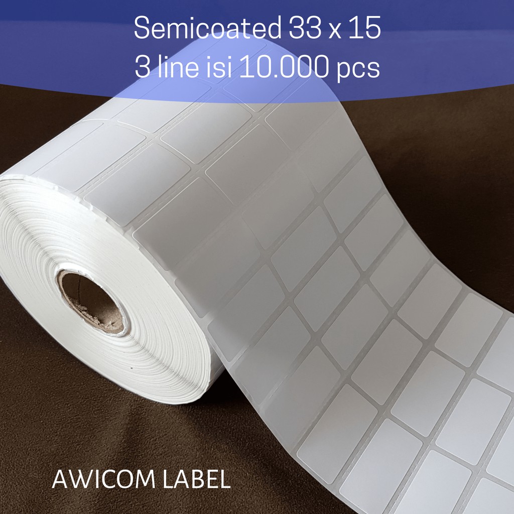 Jual Label Barcode Semicoated 33x15 33 x 15 mm 3 line core 1" isi 10000 ...