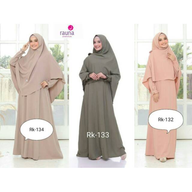 Jual Gamis rauna rk 132 / 133 /134 / gamis syari set jilbab / dress ...