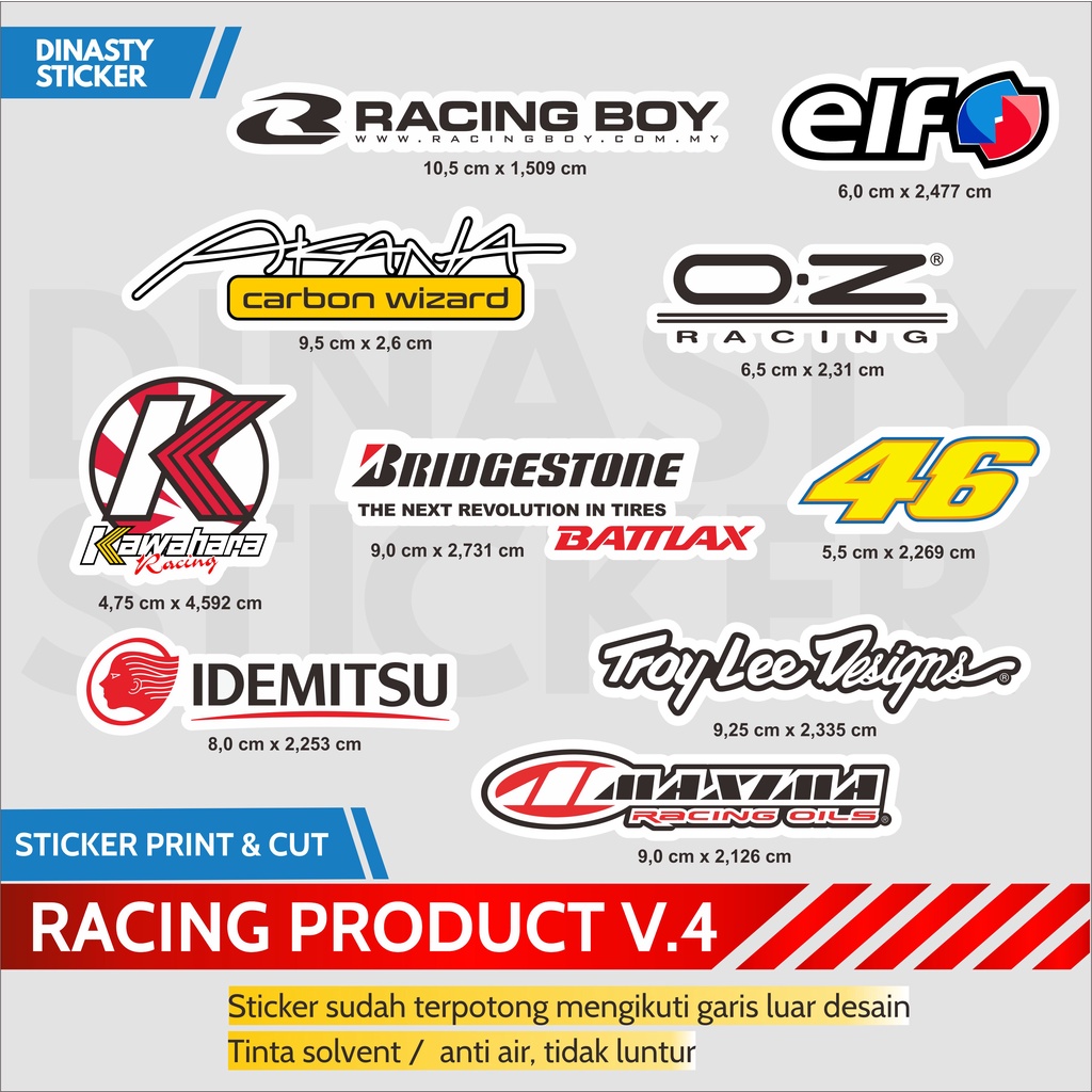 Jual STICKER | STIKER PRINT CUT RACING PRODUCT V4 | RACINGBOY ELF ...