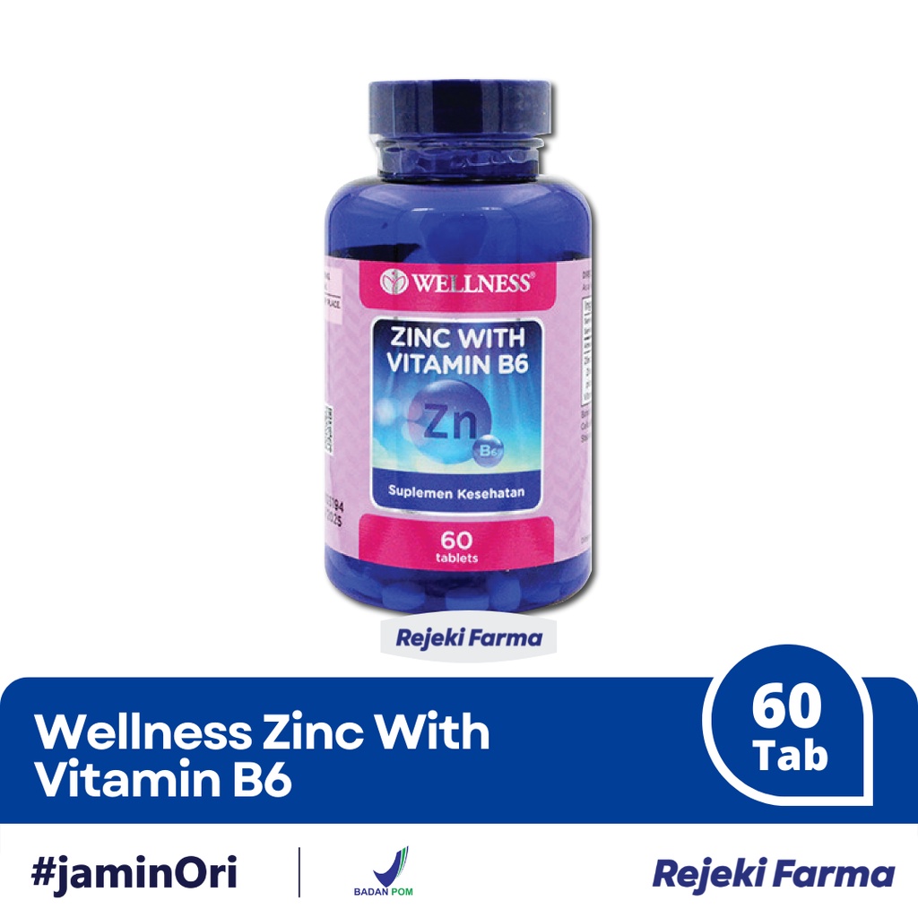 Jual BPOM Wellness Zinc with Vitamin B6 60 Tablet Zink dan Vit B6 Well ...