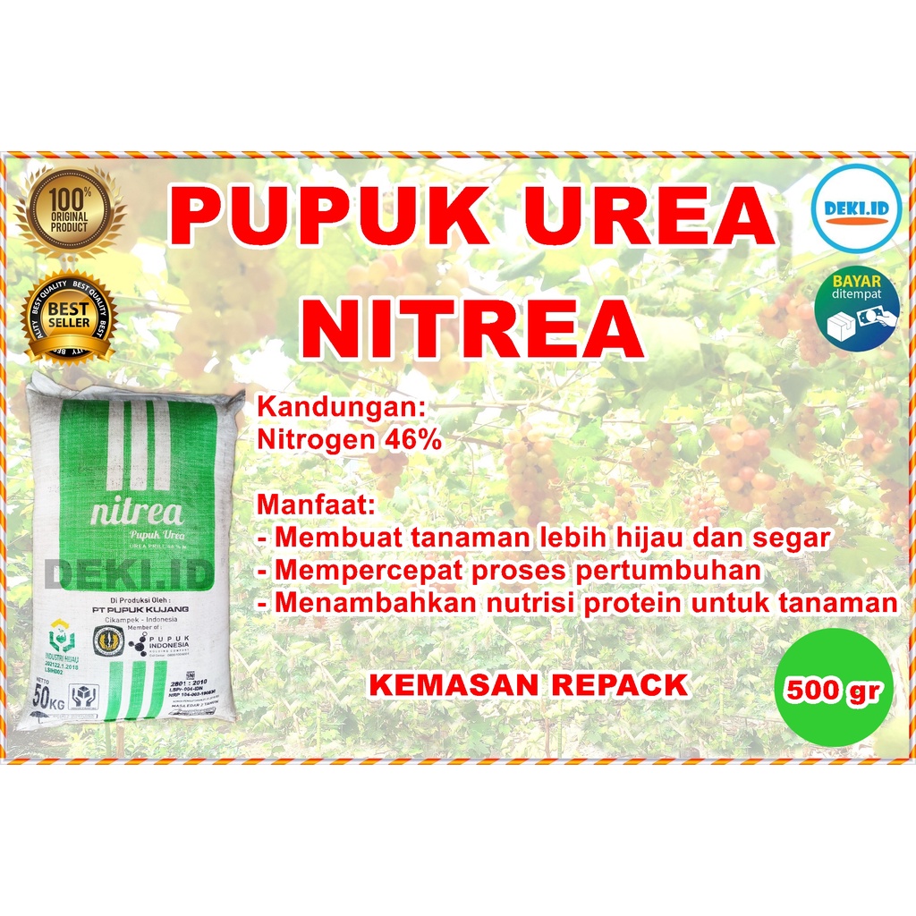 Jual Pupuk Urea 500 Gram Nitrea Kujang Non Subsidi Kemasan Repack Penyubur Tanaman Buah Sayur ...