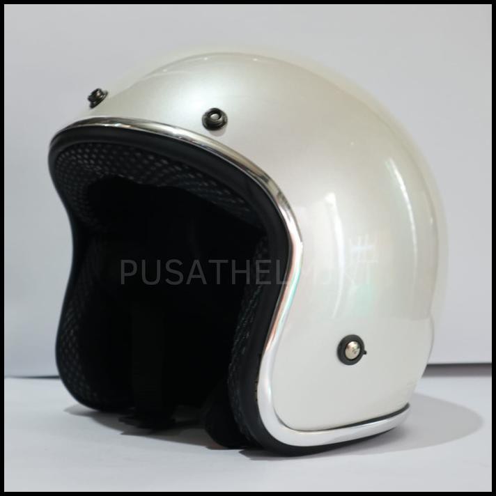 Jual Helm Bogo Retro List Chrome - Putih, All Size | Shopee Indonesia