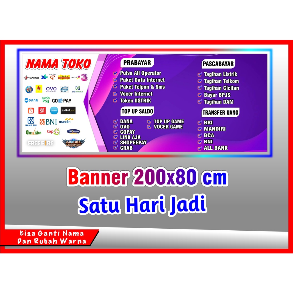 Jual SPANDUK KONTER PULSA, BANNER PULSA 200X80 COD | Shopee Indonesia