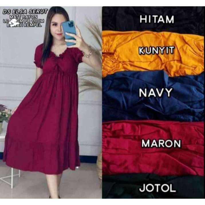 Jual Daster Serut Dada Polos Lengan Pendek Dress Kerut Dada Baju Wanita ...