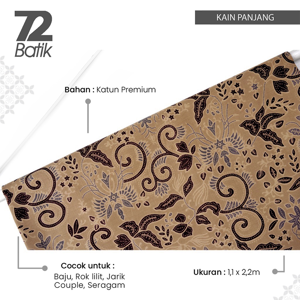 Jual KAIN BATIK PREMIUM Bahan Katun Motif Kembang Setaman Warna Coklat ...