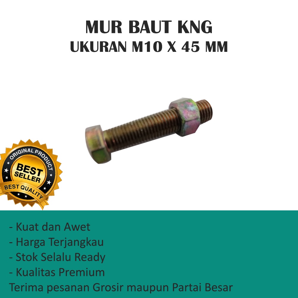 Jual MUR BAUT UKURAN M10 X 45 MM KNG MURAH (HARGA PER 10 PCS) | Shopee Indonesia