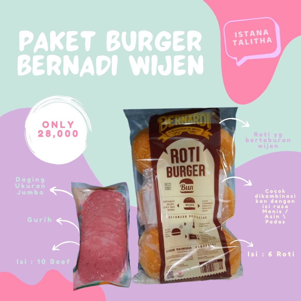 Jual Paket Hemat Burger Bernadi Wijen + Beef (Paket 6 Roti 10 Beef ...