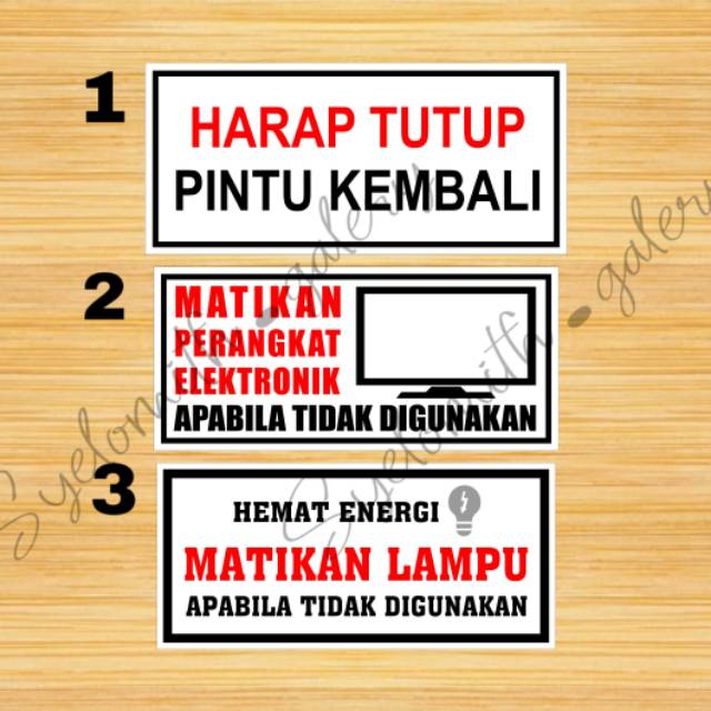 Jual STIKER PERINGATAN HEMAT ENERGI/ STIKER MATIKAN LAMPU / STIKER ...