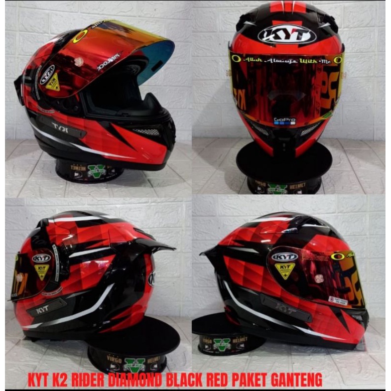 Jual KYT HELM K2 RIDER DIAMOND BLACK RED PAKET GANTENG SNI DOT (Ongkir ...
