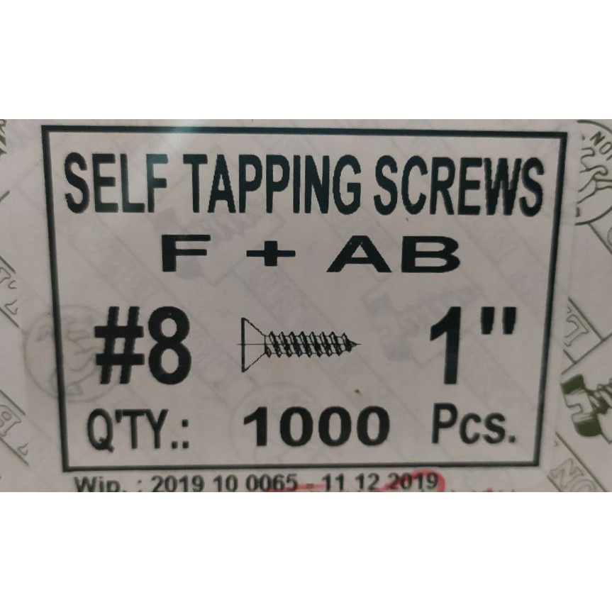 Jual Self Tapping Screws (baut sekrup tapping) F + AB #8 x 1" (2,54 Cm ...