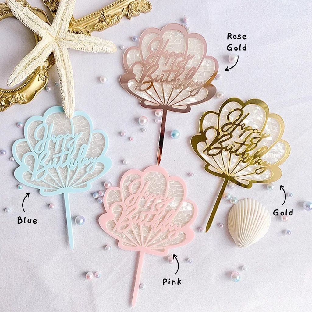 Jual Topper Kue Happy Birthday Mermaid / Kerang / Cake Topper Papper ...