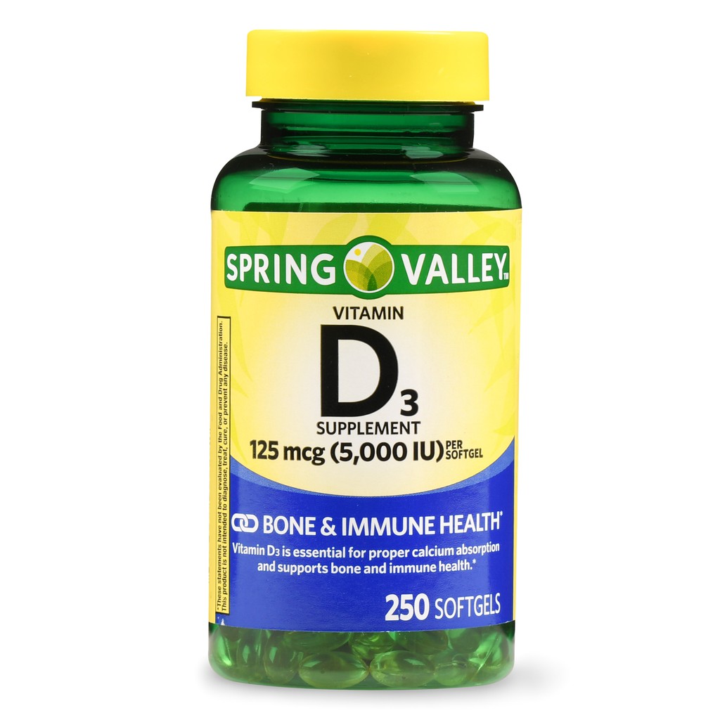 Jual Spring Valley Vitamin D3 Softgels 5000 IU isi 250 Capsules ...