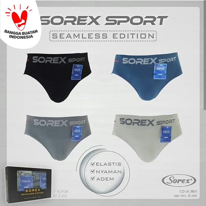 Jual 2pcs Celana Dalam Sempak CD Pria Sorex Seamless M3801 M3803 ...