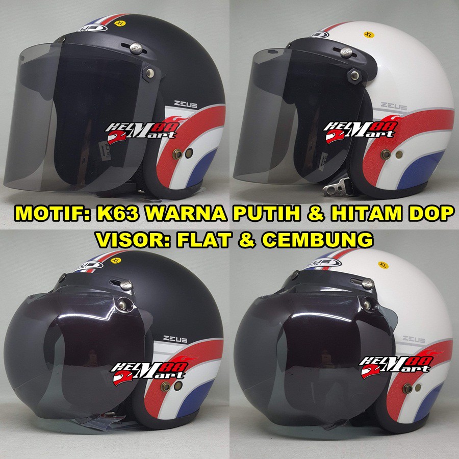 Jual Helm Zeus 385C Retro Include Visor (Paket Helm) | Shopee Indonesia