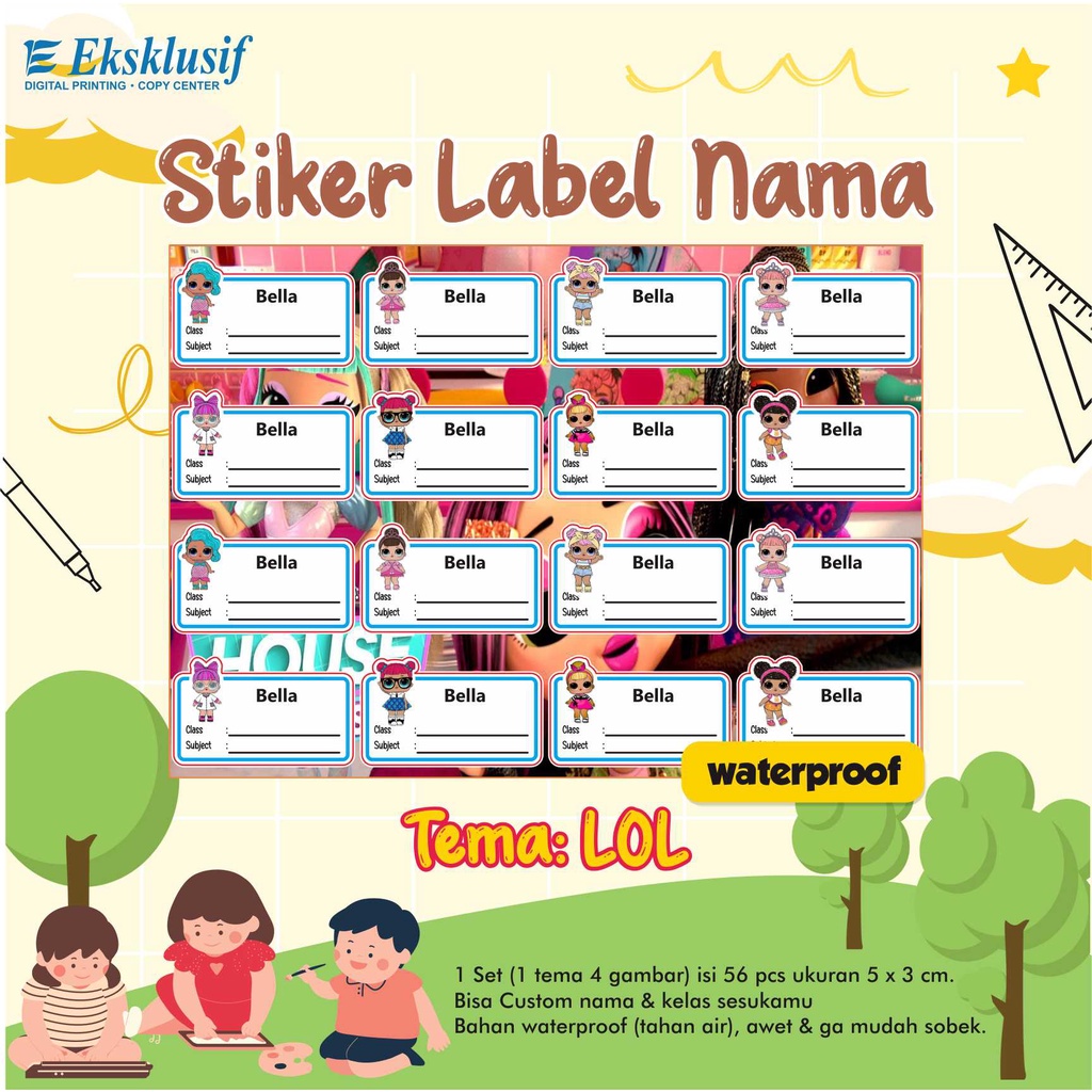 Jual Stiker Label Nama Anak Karakter Perempuan (Custom) | Shopee Indonesia