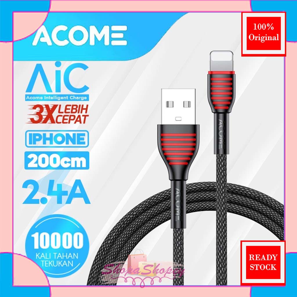 Jual ACOME Kabel Data iPhone 100cm AiC Fast Charging Garansi Resmi 1 ...