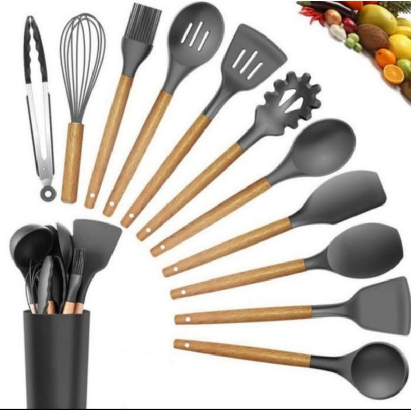 Jual Cypruz Spatula Silikon Set Gagang Kayu Aluminium 12pcs Cyprus ...