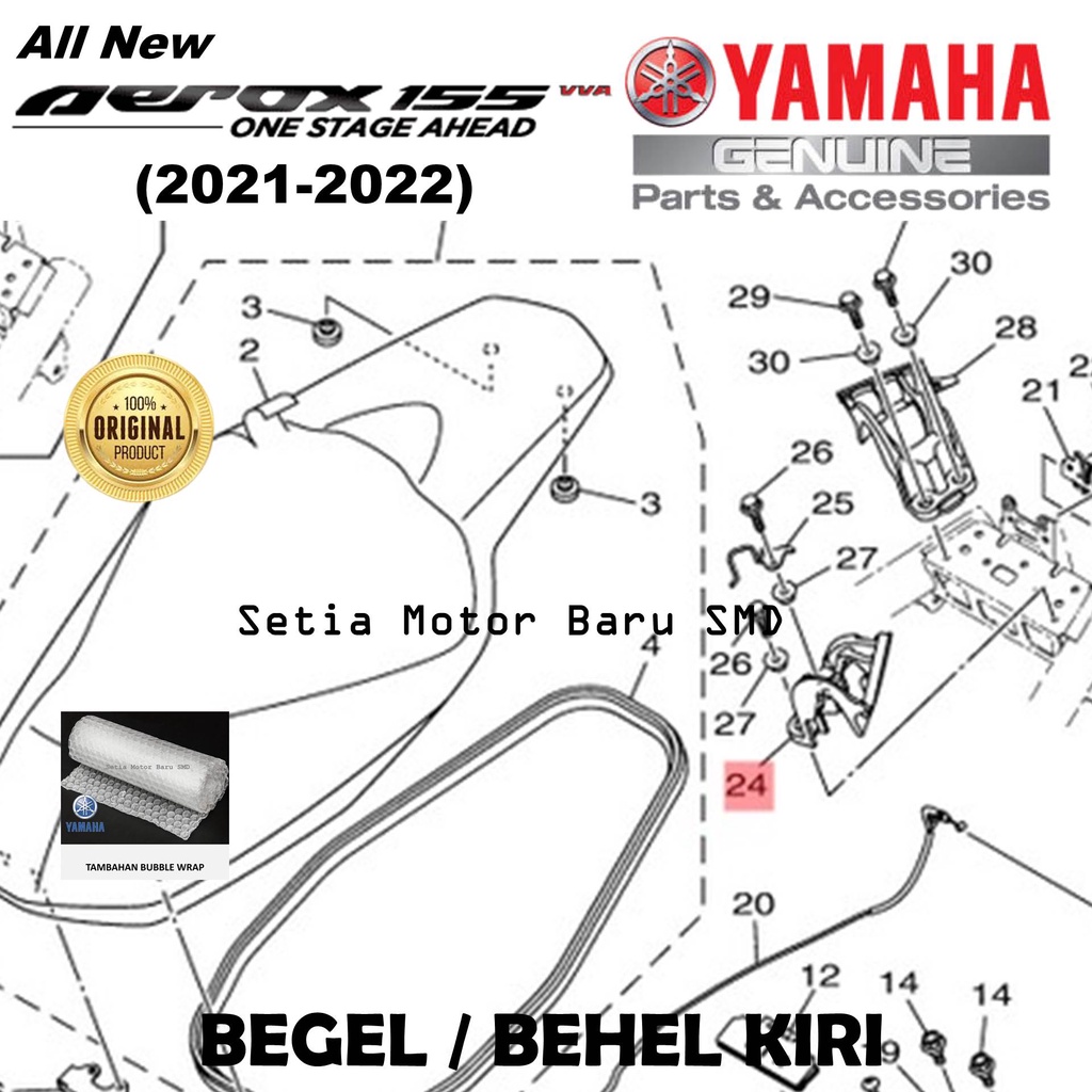 Jual Begel Behel Kiri All New Aerox 2021-2022 Asli Original Yamaha ...