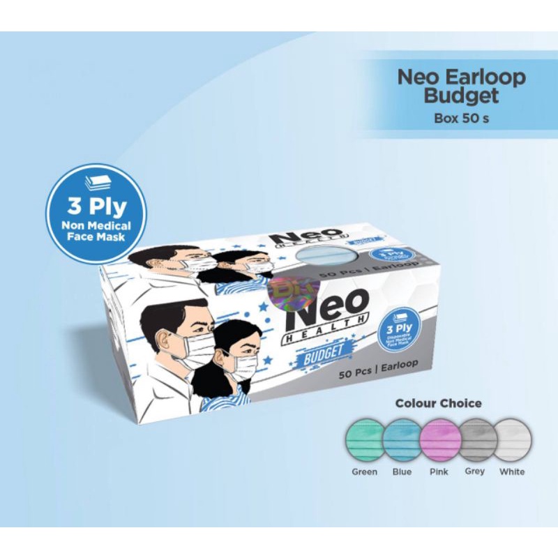 Jual Neo Mask 3 PLY Earloop Face Maks 50 pcs/box | Shopee Indonesia