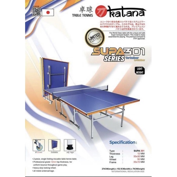 Jual Meja Pingpong Tenis Meja Katana 301 Import | Shopee Indonesia