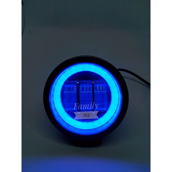 Jual Lampu Tembak K30 3 Mata LED Daymaker Bulat Besar + Angel Eye Blue ...