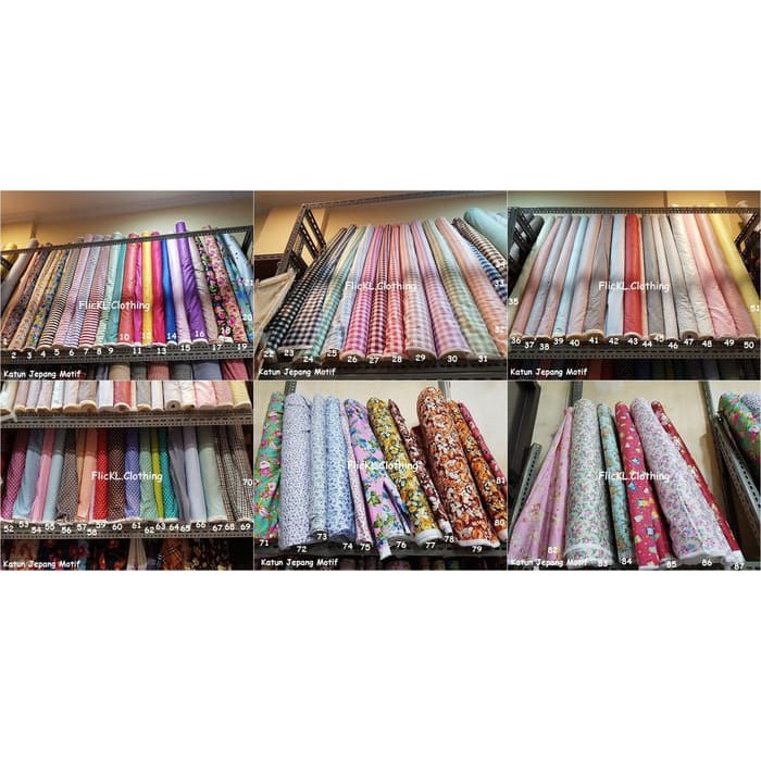 Jual Bahan Kain Katun Jepang Motif Corak Polkadot Garis Kotak Animasi ...