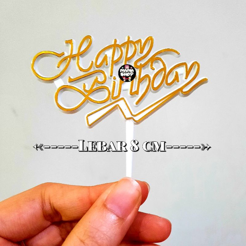 Jual Tusukan Cupcake Topper Happy Birthday Hiasan Kue Tulisan HBD Gold ...