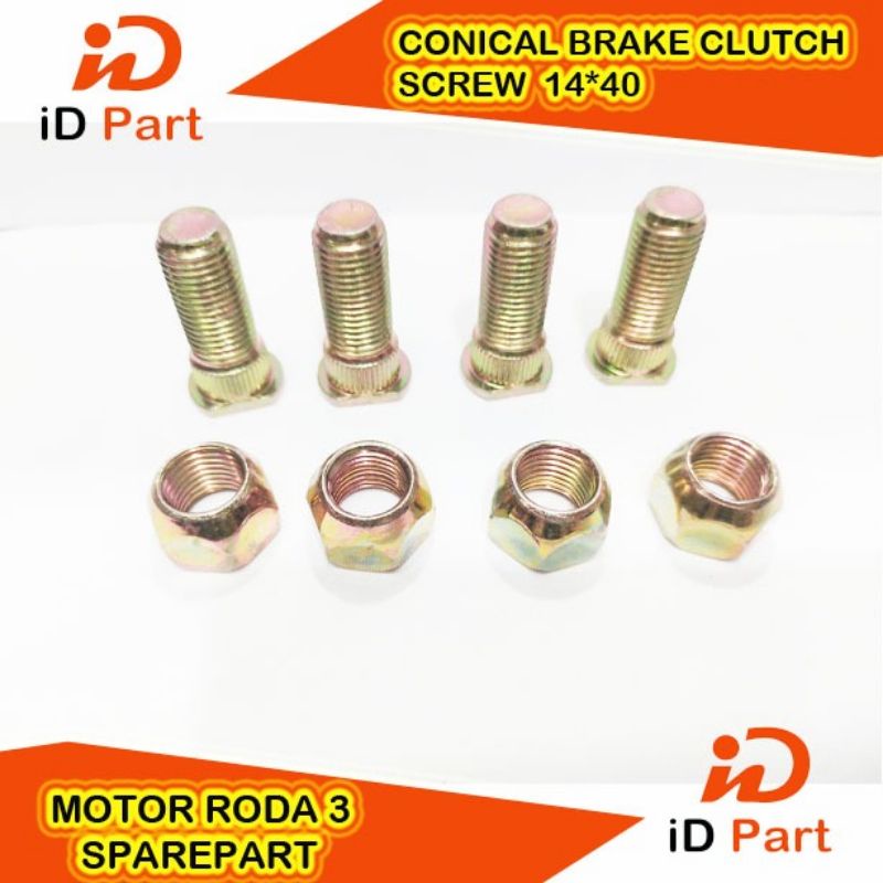 Jual baut roda kanan buka kiri + mur 14x40 isi 4pcs - sparepart motor ...