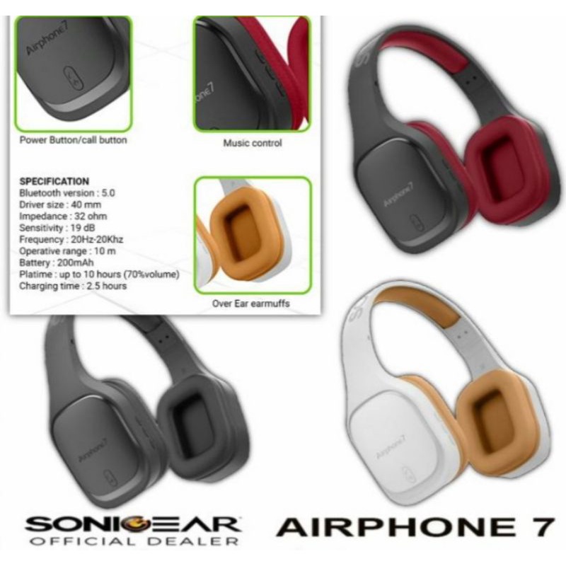 Jual headset sonicgear aiphone 7 bluetooth headpone | Shopee Indonesia