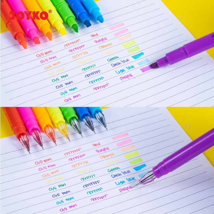 Jual TULIS-ALAT- COLOR GEL PEN PENA JEL + HIGHLIGHTER PENANDA JOYKO GPC ...
