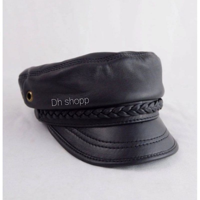 Jual PROMO - Topi kulit asli model nahkoda police pelaut pria wanita ...