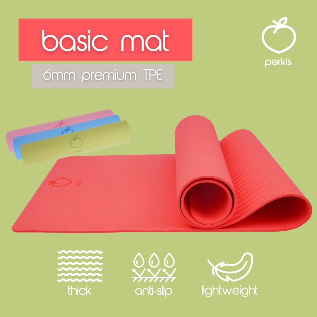 Jual Perkis Basic Mat (Yoga Mat, Premium TPE 6mm, Exercise Mat, Matras Olahraga) | Shopee Indonesia