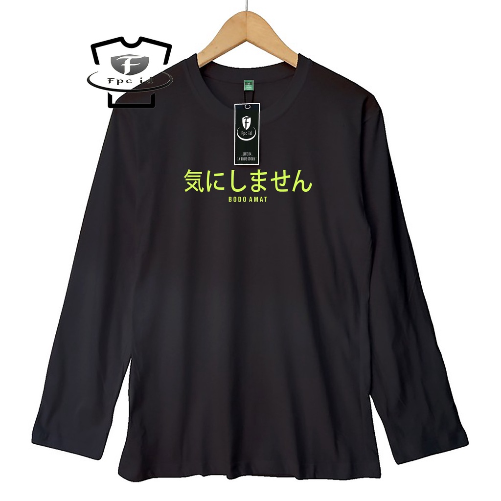 Jual Kaos Distro Lengan Panjang Tulisan Jepang Bodo Amat Cotton Combed ... Jual Kaos Distro Lengan Panjang Tulisan Jepang Bodo Amat Cotton Combed ...