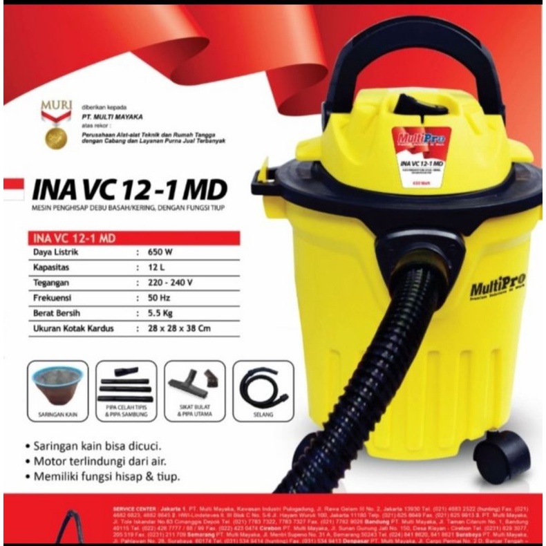 Jual multipro vc 12 1 MD vacuum cleaner wet and dry 12 liter VC12-1MD | Shopee Indonesia