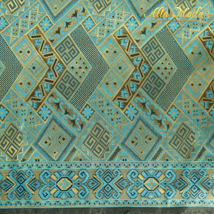 Jual Kain | Alta Moda Songket Motif Vintage Klasik Light Blue Tosca (1M ...