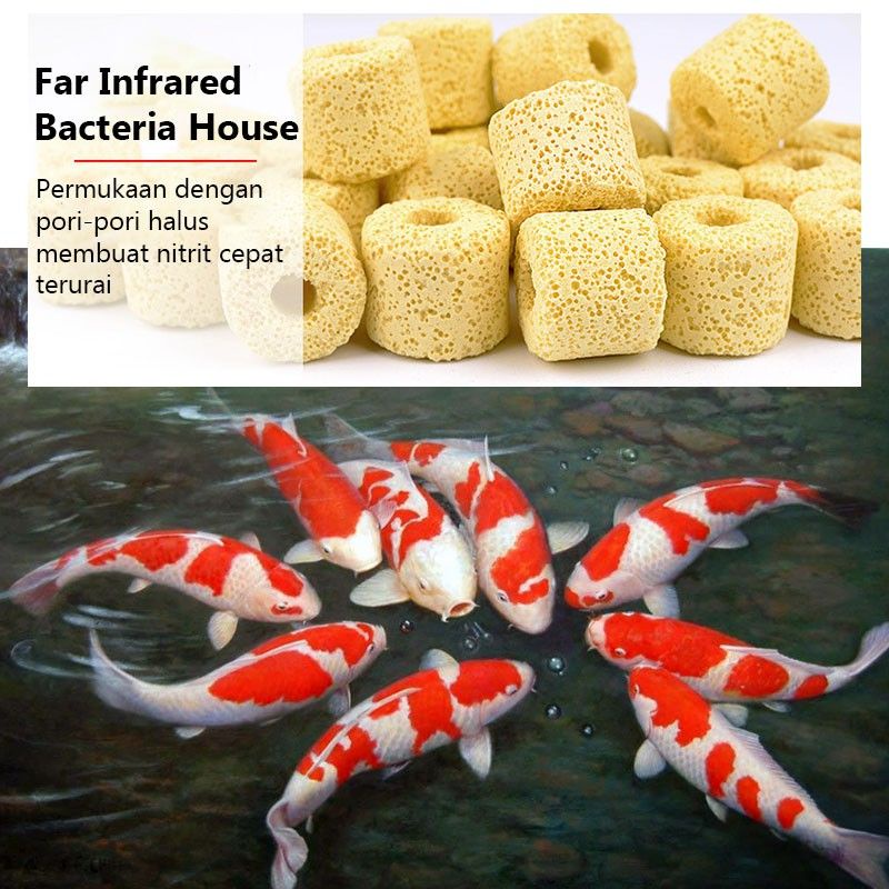 Jual Media Filter Aquarium Penjernih Air bio ring warna merah 500gr ...