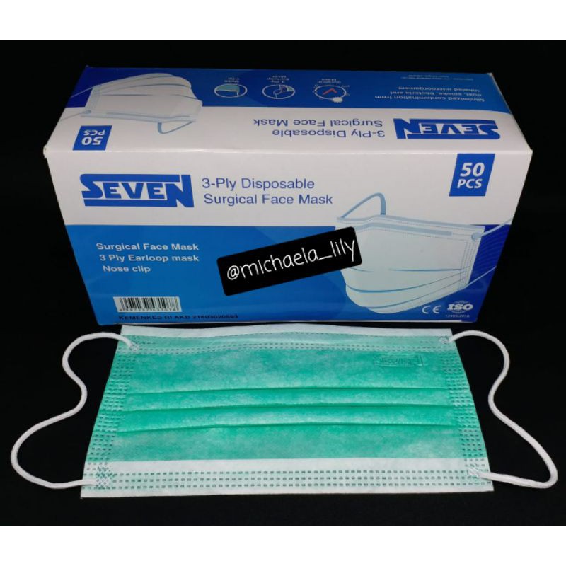 Jual Masker Medis 3 ply merk Seven | Shopee Indonesia